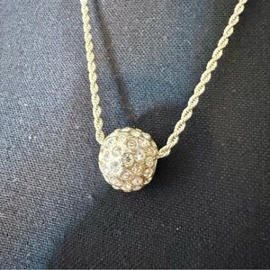 Jewelry | Rhinestone Ball Sphere Pendant Necklace Twist Rope Bling ...